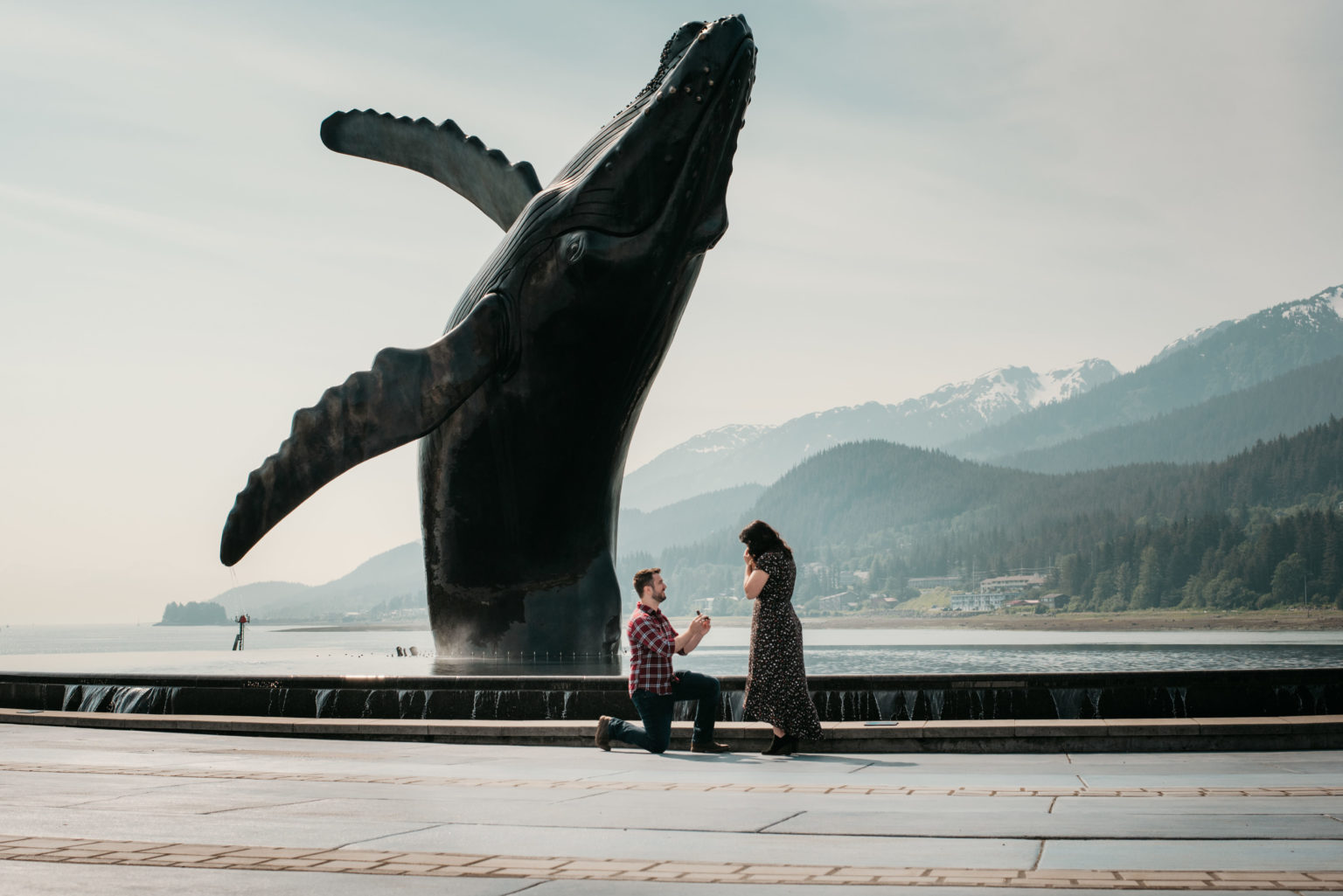 Surprise Proposal at the Whale Statue in Juneau Alaska | Tyler and ...