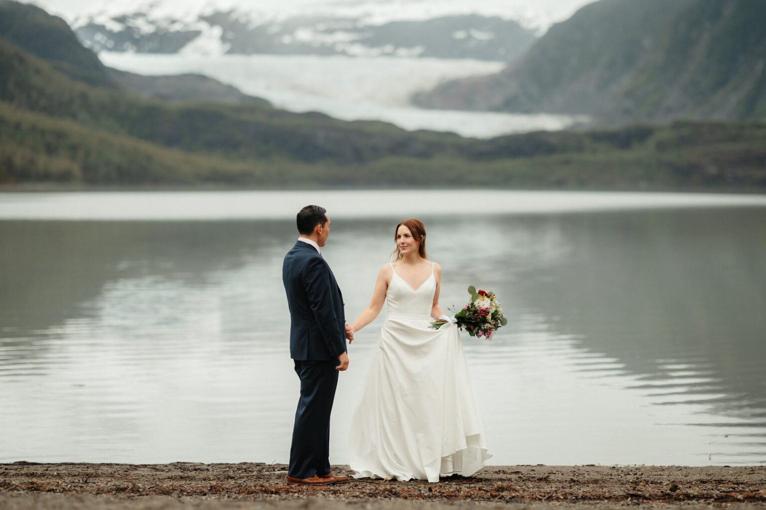 Rainy Juneau Wedding Portraits with a Rainbow - wildirisphoto.com