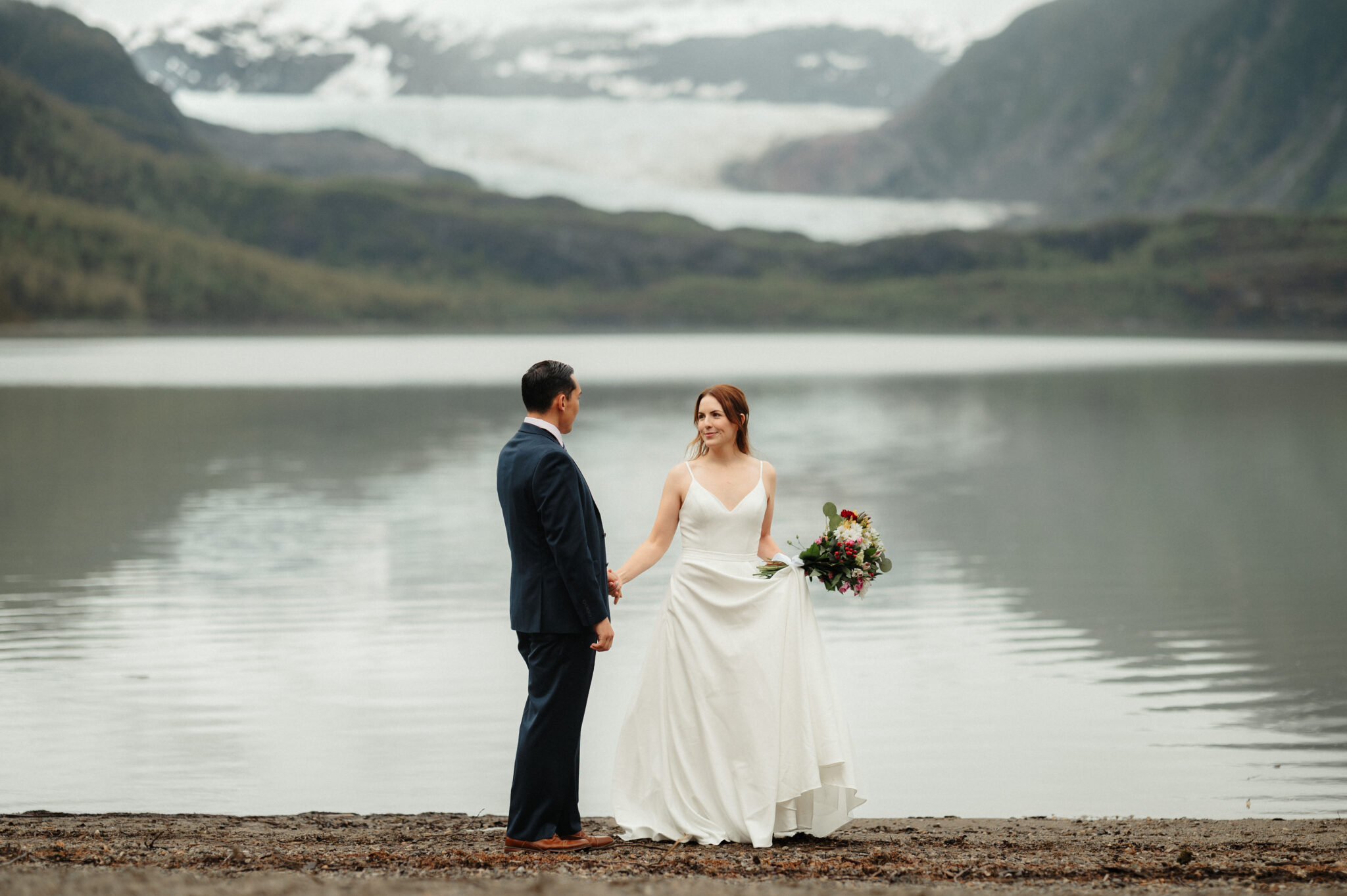 Rainy Juneau Wedding Portraits with a Rainbow - wildirisphoto.com