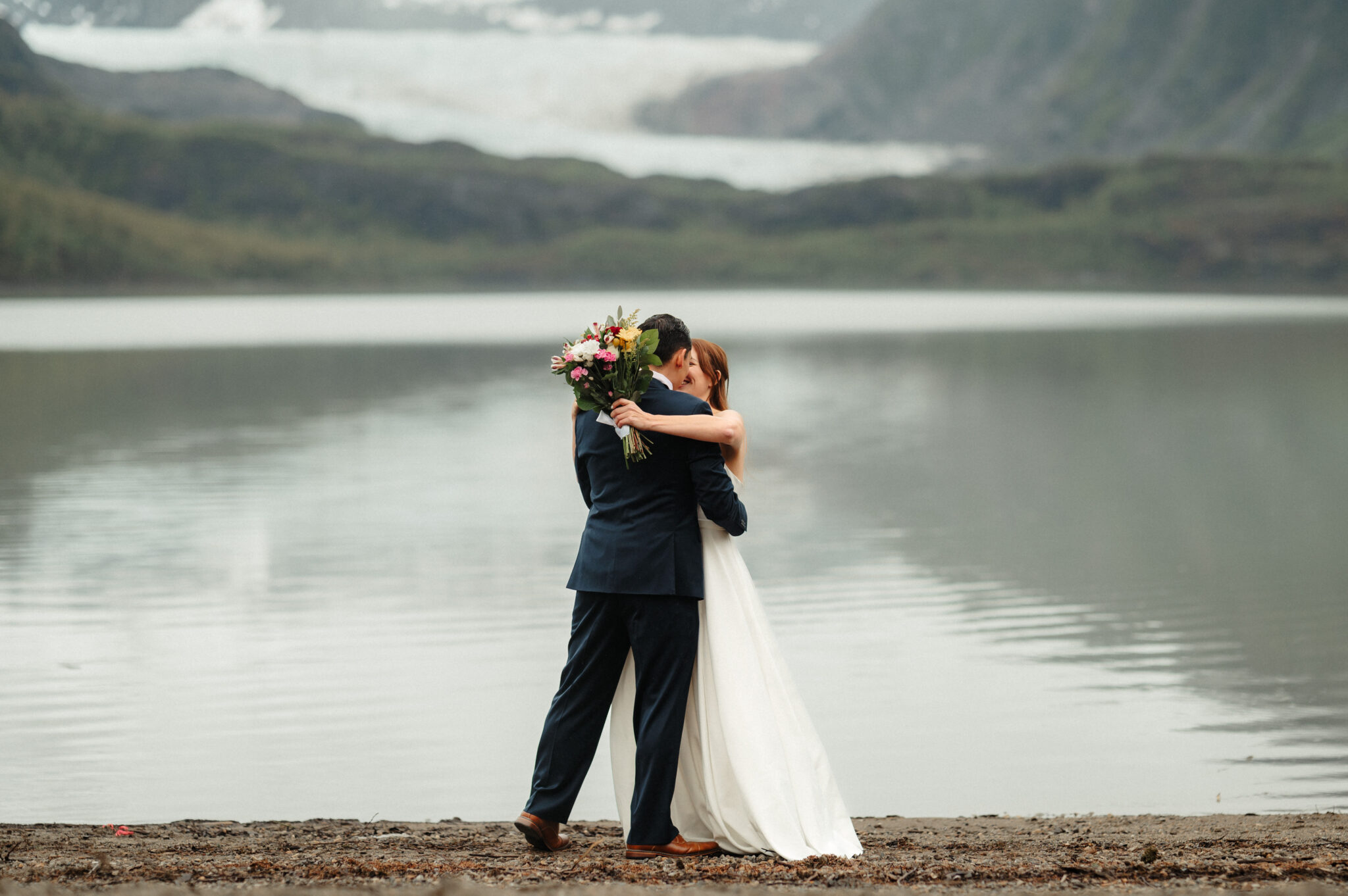 Rainy Juneau Wedding Portraits with a Rainbow - wildirisphoto.com